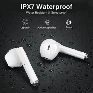 Wireless Earbuds Bluetooth Headphones IPX7 Waterproof Bluetooth Earbuds 30H Playtime Headset with Charging Case Wireless Bluetooth Earphones with Mic for iPhone/Samsung/Android (White)