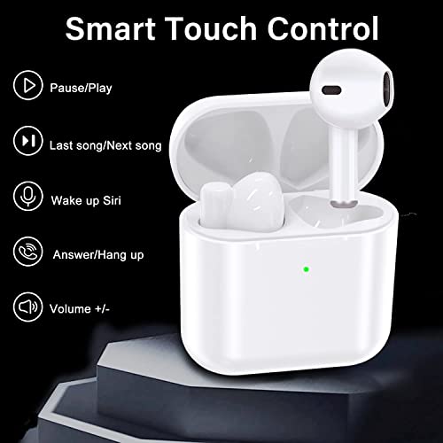 Wireless Earbuds Bluetooth Headphones IPX7 Waterproof Bluetooth Earbuds 30H Playtime Headset with Charging Case Wireless Bluetooth Earphones with Mic for iPhone/Samsung/Android (White)