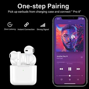 Wireless Earbuds Bluetooth Headphones IPX7 Waterproof Bluetooth Earbuds 30H Playtime Headset with Charging Case Wireless Bluetooth Earphones with Mic for iPhone/Samsung/Android (White)