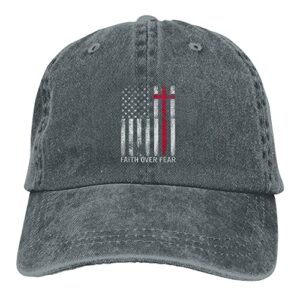 Faith Over Fear Hat Bible Scripture Verse Hat God Christian Jesus Cross Hat Vintage Dad Hats Baseball Cap Deep Heather