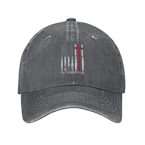 Faith Over Fear Hat Bible Scripture Verse Hat God Christian Jesus Cross Hat Vintage Dad Hats Baseball Cap Deep Heather