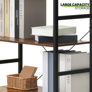 Magshion 6-Tier Bookshelf, Tall Bookcase Industrial Display Standing Shelf Units, Metal Storage Shelf for Bedroom Kitchen