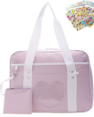 BOYOWO Japanese School Bag cute stickers kawaii wallet accessories tote bag aesthetic kawaii makeup aesthetic tote bag vintage kawii crossbody bag ita backpack coquette backpack,lavender