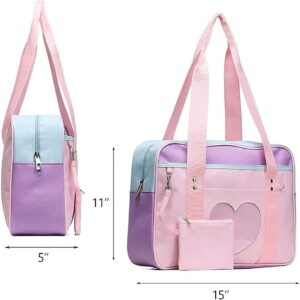 BOYOWO Japanese School Bag cute stickers kawaii wallet accessories tote bag aesthetic kawaii makeup aesthetic tote bag vintage kawii crossbody bag ita backpack coquette backpack,lavender