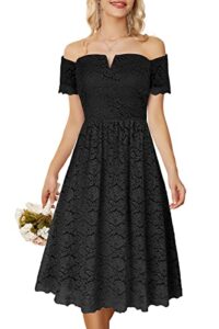 women's wedding dress short sleeve lace dress bridal shower a line bridsmaid party dresses black m