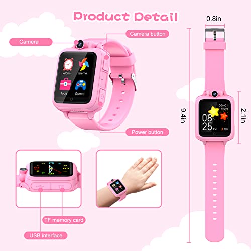 Lterfear Smart Watch for Kids, Kids Watch with 14 Games HD Touch Screen Camera Alarm Music Player Calculator Calendar Video & Audio Recording, Birthday Gift Toys for 4-12 Years Old Boys Girls