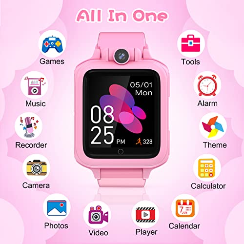 Lterfear Smart Watch for Kids, Kids Watch with 14 Games HD Touch Screen Camera Alarm Music Player Calculator Calendar Video & Audio Recording, Birthday Gift Toys for 4-12 Years Old Boys Girls