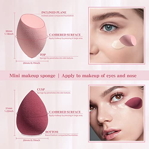 Makeup Sponge Set BS-MALL 20 Pcs Mini Blender Sponges for Liquid, Cream, and Powder (APink)