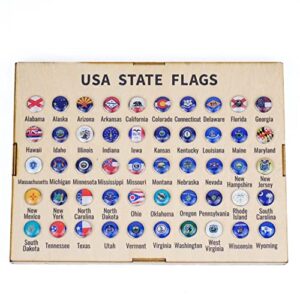 hyperi map flag pins includes usa pins - 50 push pins to mark travel - decorative drawing pins for bulletin board, pinboard, map, office - father's day gifts for mom and dad (50 us states pins)