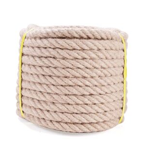 jute rope - twisted manila rope natural thick hemp rope multipurpose for indoor and outdoor use, for docks, railings, diy projects, home decorating, climbing (1/2 inch x 50 feet)