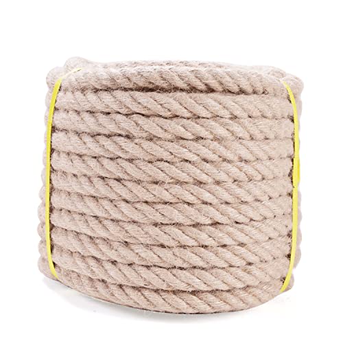 Jute Rope - Twisted Manila Rope Natural Thick Hemp Rope Multipurpose for Indoor and Outdoor Use, for Docks, Railings, DIY Projects, Home Decorating, Climbing (1/2 inch x 50 Feet)