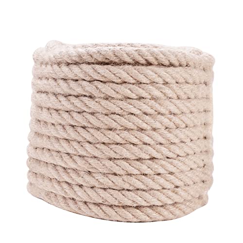 Jute Rope - Twisted Manila Rope Natural Thick Hemp Rope Multipurpose for Indoor and Outdoor Use, for Docks, Railings, DIY Projects, Home Decorating, Climbing (3/4 inch x 50 Feet)