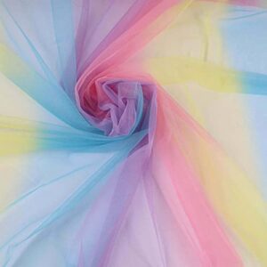 5 yards rainbow net fabric multicolor tulle mesh for making dress tutu skirt home decor party supplies - 62 inch wide - pink yellow blue purple