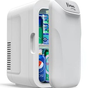 NXONE Mini Fridge,8 Can/6 Liter Small Refrigerator,110VAC/ 12V DC Portable Thermoelectric Cooler and Warmer Freezer Skincare Desk Little Tiny fridge for Cosmetics,Foods, Bedroom,Dorm,Office,and Car