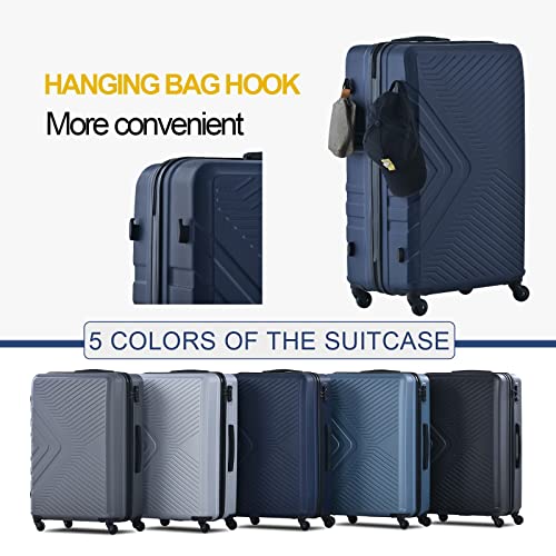 Tripcomp Luggage Sets Wear-Resistance Hardside Lightweight Suitcase Double Spinner Wheels, TSA Lock,Two Hooks, Scratch-resistant Carry-on,3 Piece Set(20inch 24inch 28inch) (Black)