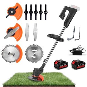 stringless weed trimmer，battery power weed eater weed-wacking for yard lawn and garden 21v weed and weed trimmer battery powered…