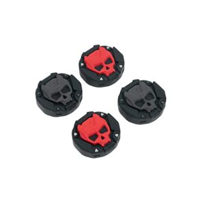 geekshare halloween skull thumb grip caps for playstation 5 controller, thumbsticks cover set compatible with switch pro controller and ps4 ps5 controller, 2 pairs / 4 pcs (black & red)