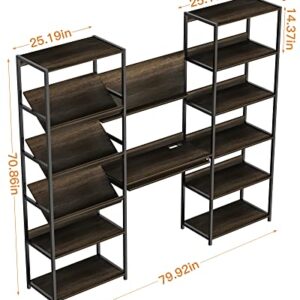 Sengroce Bookshelf, 71" Triple Wide 6 Tier 13-Shelf Bookcase Large Wall Etagere Tall Book Shelves with Metal Frame Open Storage Rack for Living Room Bedroom