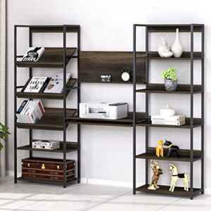 Sengroce Bookshelf, 71" Triple Wide 6 Tier 13-Shelf Bookcase Large Wall Etagere Tall Book Shelves with Metal Frame Open Storage Rack for Living Room Bedroom