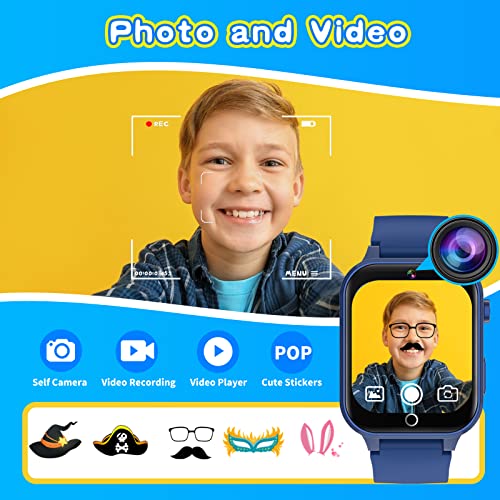 Cosjoype Upgrade Kids Smart Watch for Kids with 26 Puzzle Games HD Camera Video MP3 Player Habit Tracking Pedometer Flashlight 12/24 hr Kids Watches Gift for 4-12 Year Old Boys Toys for Kids