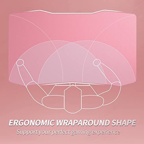 CubiCubi Simple Gaming Desk Z Shaped 40 inch Gamer Workstation, Home Computer Carbon Fiber Surface Gaming Desk PC Table with Headphone Hook, Pink