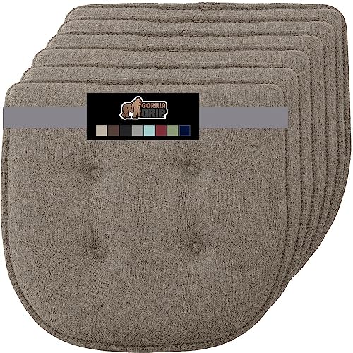 Gorilla Grip Tufted Memory Foam Chair Cushions, Set of 6 Comfortable Pads for Dining Room, Slip Resistant Backing, Washable Kitchen Table, Office Chairs, Computer Desk Seat Pad Cushion, 16x17 Beige