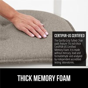 Gorilla Grip Tufted Memory Foam Chair Cushions, Set of 6 Comfortable Pads for Dining Room, Slip Resistant Backing, Washable Kitchen Table, Office Chairs, Computer Desk Seat Pad Cushion, 16x17 Beige