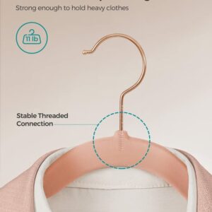 SONGMICS Velvet Hangers 50 Pack, Non-Slip Clothes Hangers, with Shoulder Notches, Pants Bar, 360° Swivel Hook, Space-Saving, for Closet, Pink UCRF029PK05