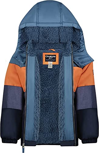 OshKosh B'Gosh Boys' Boys Heavyweight Winter Jacket with Sherpa Lining, Blue/Orange, 5-6