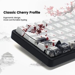 XVX Shine Through Keycaps - PBT Japanese Keycaps, 127 Keys Plum Blossom Custom Keycap Set Dye-Sublimation Cherry Profile Keyboard Keycaps for Cherry Gateron MX Switches Mechanical Keyboards