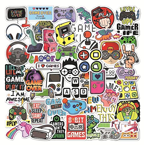 Game Stickers, 50PCs, Gaming Aesthetic Vinyl Waterproof Decals, Game Playing Stickers for Hydro Flask, Laptop, Water Bottle, Stickers for Kids, Toddlers, Teens, Girls, Car, Helmet Stickers Game