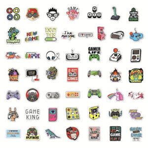 Game Stickers, 50PCs, Gaming Aesthetic Vinyl Waterproof Decals, Game Playing Stickers for Hydro Flask, Laptop, Water Bottle, Stickers for Kids, Toddlers, Teens, Girls, Car, Helmet Stickers Game