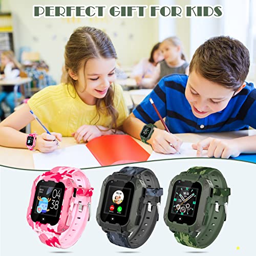 cjc Kids Smart Watch, 4G Kid Smartwatch with GPS Tracker and Calling, SOS Kids Cell Phone Watch, 3-15 Years Boys Girls Christmas Birthday Gifts (Green T28)