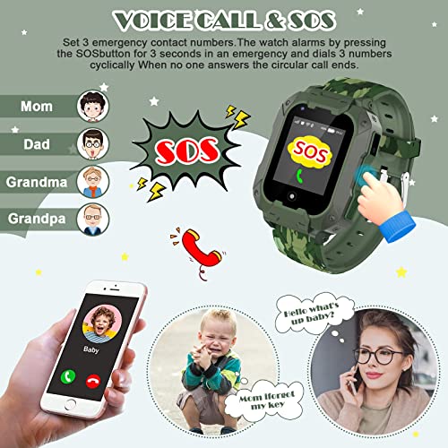 cjc Kids Smart Watch, 4G Kid Smartwatch with GPS Tracker and Calling, SOS Kids Cell Phone Watch, 3-15 Years Boys Girls Christmas Birthday Gifts (Green T28)