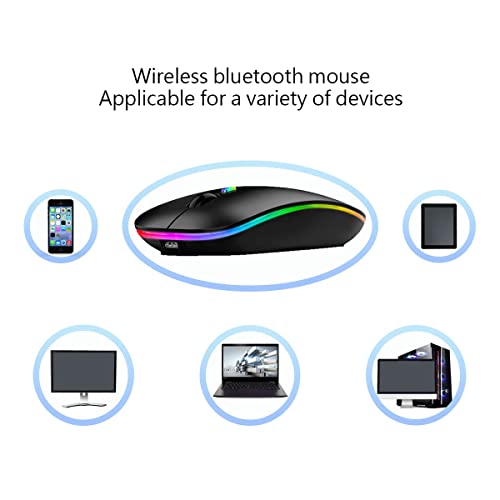 Wireless Bluetooth Mouse,LED Rechargeable Slim Silent Laptop Mouse,Portable(BT5.2+USB Receiver)Dual Mode Computer Mice,Quick Precise Responsiveness Control Laptop,Desktop Computer,Tablet,phone.(Black)