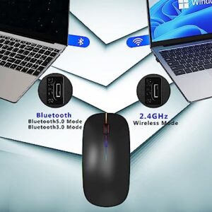 Wireless Bluetooth Mouse,LED Rechargeable Slim Silent Laptop Mouse,Portable(BT5.2+USB Receiver)Dual Mode Computer Mice,Quick Precise Responsiveness Control Laptop,Desktop Computer,Tablet,phone.(Black)