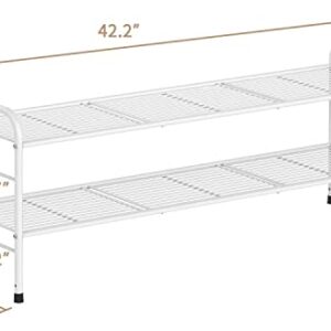 Dicasser 2-Tier Long Shoe Rack Organizer Extra Large Capacity for 18 Pairs,White