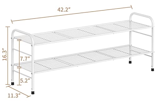 Dicasser 2-Tier Long Shoe Rack Organizer Extra Large Capacity for 18 Pairs,White