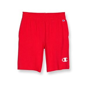 champion big, boys' gym shorts, cotton, large c logo, graphics, 8", scarlet-593037