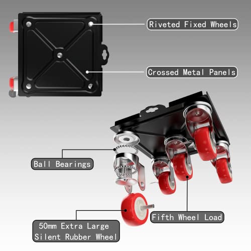 【Upgrade Large】 Furniture Dolly,Furniture Movers with 5 Wheels,Carbon Steel Panel Heavy Duty Dolly,Furniture Lifter with 5 360° Rotatable Rubber Universal Wheels,Maximum Load 3747LBS