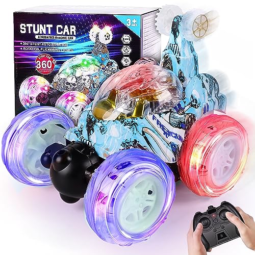 TERRAMUS Remote Control Car, 360°Rolling Kids Remote Control Car with Colorful Lights, Rechargeable Remote Control Car for Boys and Girls, Ideal Gift for 3 4 5 6 7 8+ Years Old