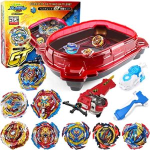 bey battling top burst stadium battle set -- complete battle game set with stadium, 8 bey blades toys & 2 two-way lr launchers grip combat battling game toys birthday gifts for 8-12 boys children kids