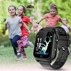 Gridspace Kids Waterproof Smart Watch with 26 Games 1.44'' HD Touchscreen and HD Camera Pedometer Recorder Music Player Alarm Clock Calculator Educationals Smart Watch for Age 3-12 Girls and Boys