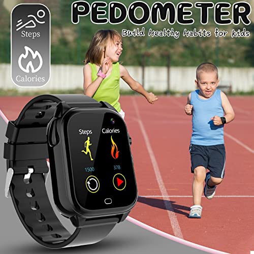 Gridspace Kids Waterproof Smart Watch with 26 Games 1.44'' HD Touchscreen and HD Camera Pedometer Recorder Music Player Alarm Clock Calculator Educationals Smart Watch for Age 3-12 Girls and Boys