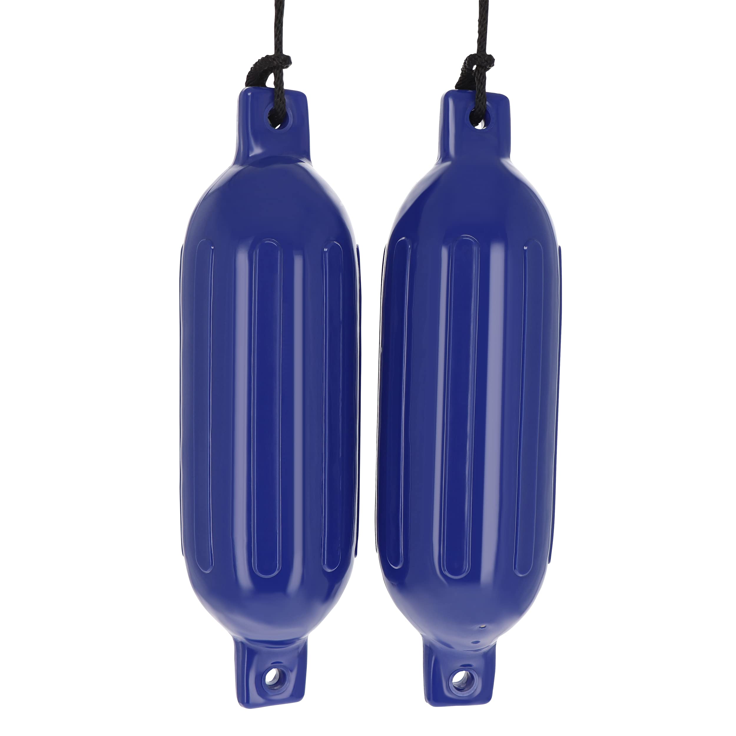 BISupply Boat Bumpers for Docking - Boat Fenders Blue 2 Pack 22.8 x 7.8in Buoys with 2 Fender Lines and 12in Inflator