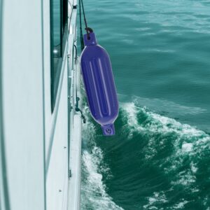 BISupply Boat Bumpers for Docking - Boat Fenders Blue 2 Pack 22.8 x 7.8in Buoys with 2 Fender Lines and 12in Inflator