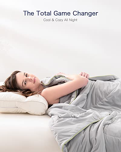 Kivik Cooling Comforter Queen, Cooling Down Alternative Duvet for Hot Sleepers, Soft Summer Duvet Insert for Night Sweats, Cool & Breathable Blanket, Grey 90x90 Inches