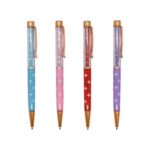 Lopenle 12PCS Fancy Business Pens Novelty Floral Pens Crystal Diamond Stylus Pen Ink Ballpoint Pens School Office Desk Decor Accessories