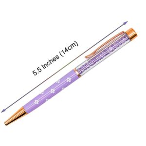 Lopenle 12PCS Fancy Business Pens Novelty Floral Pens Crystal Diamond Stylus Pen Ink Ballpoint Pens School Office Desk Decor Accessories