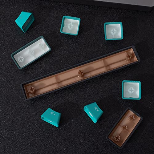 Gradient Cyan Side Print Keycaps OEM PBT Double Shot Custom Keycaps Set Fit for 61/64/87/104/108 Cherry Mx Switches Mechanical Keyboard